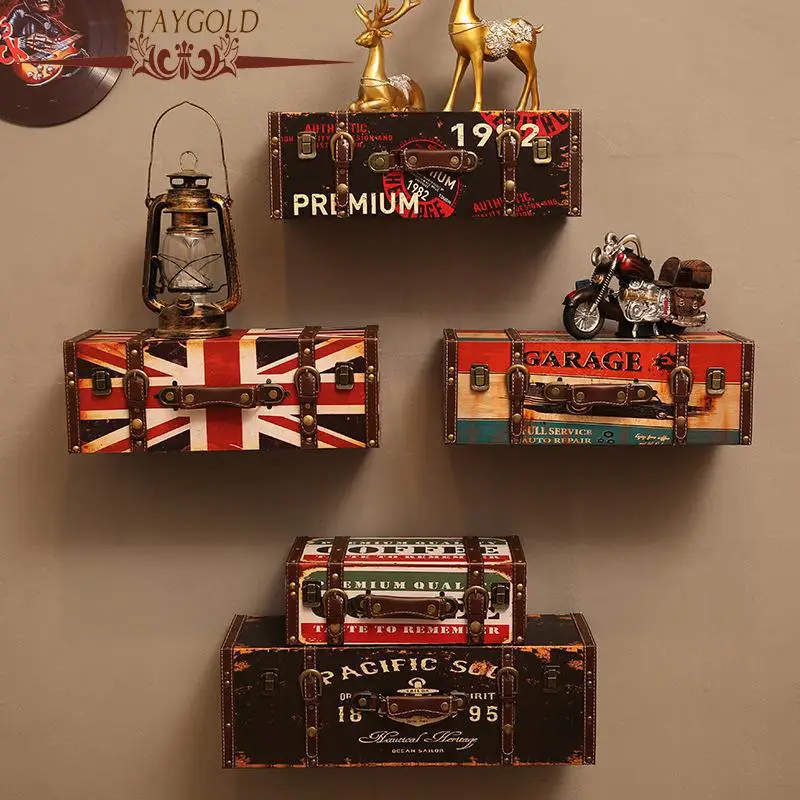 Creative Antique Wooden Suitcase Fake Box Model Wall Decoration ...