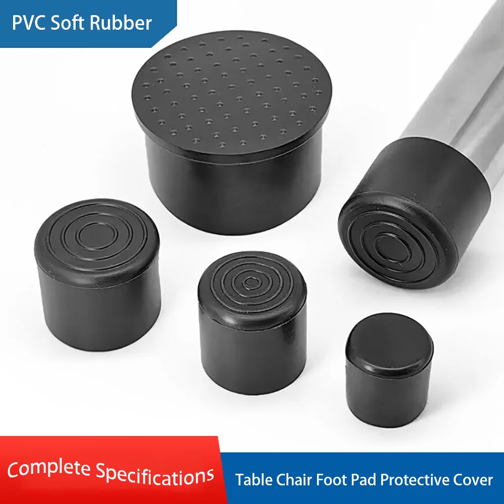 2/4/8PCS Black Round PVC Soft Rubber Pipe Sleeve Tube Cap Table Chair ...