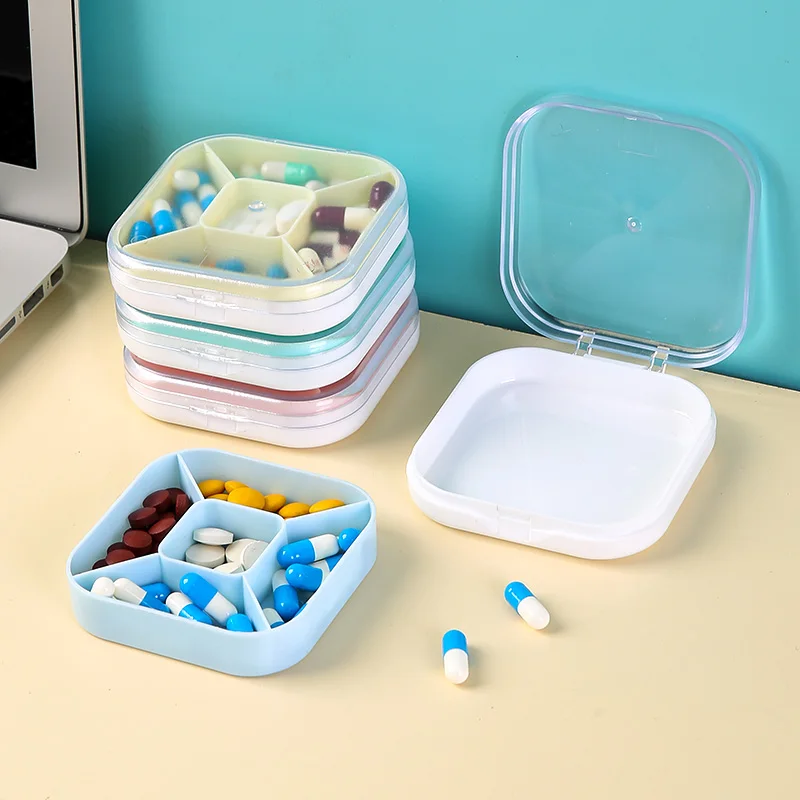 Pill-Case-Square-5-Grids-Pill-Box-Portable-Convenient-Drug-Placement ...