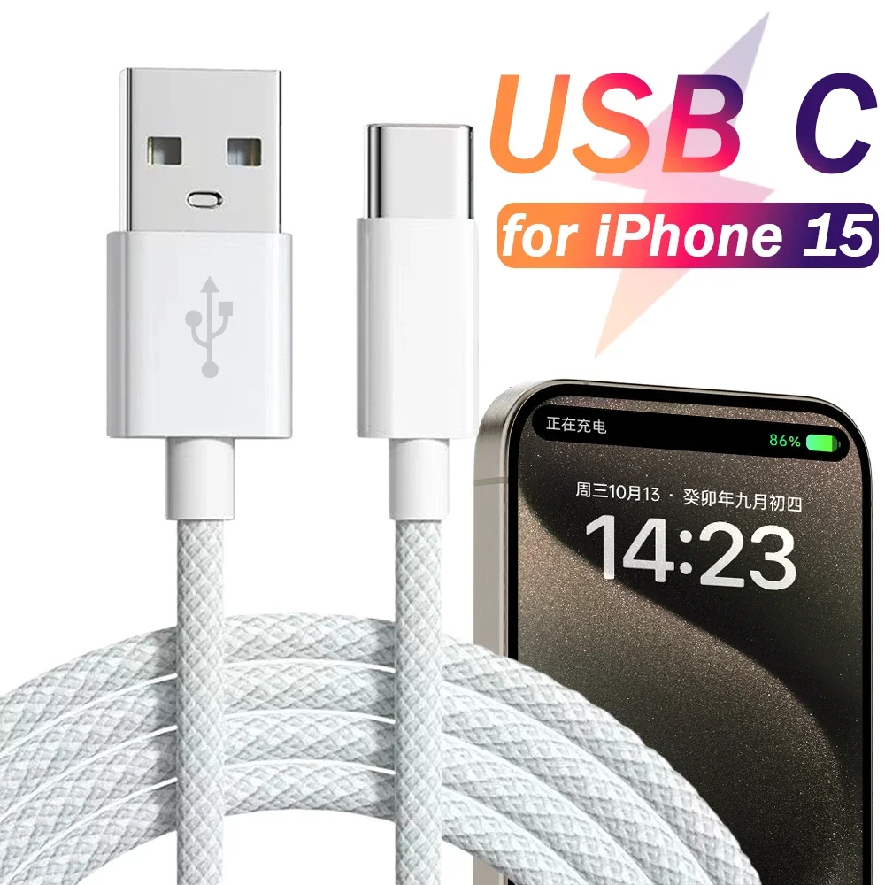 USB C Mobile Phone Cable Fast Charging USB A To Type C Nylon Braided ...