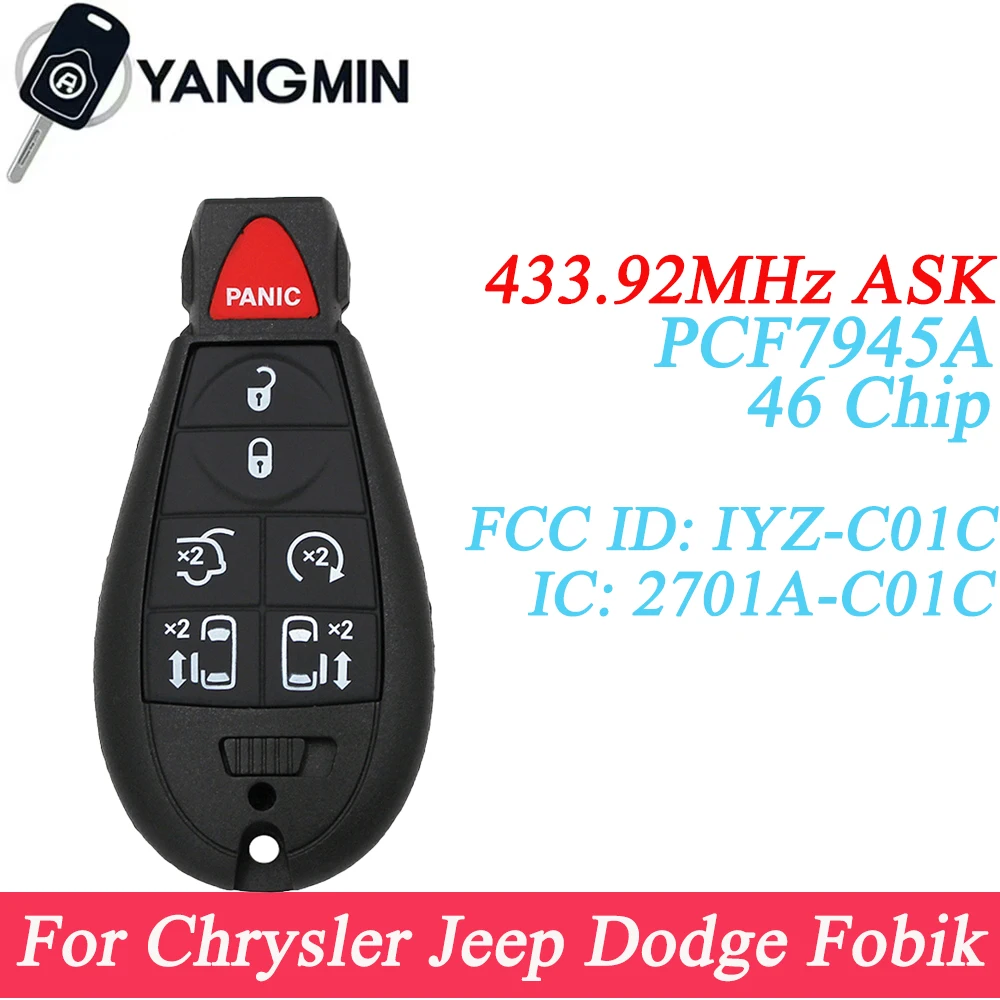 Keyless Go of Smart Key For Chrysler Jeep Dodge Fobik 433.92 MHz ASK ...
