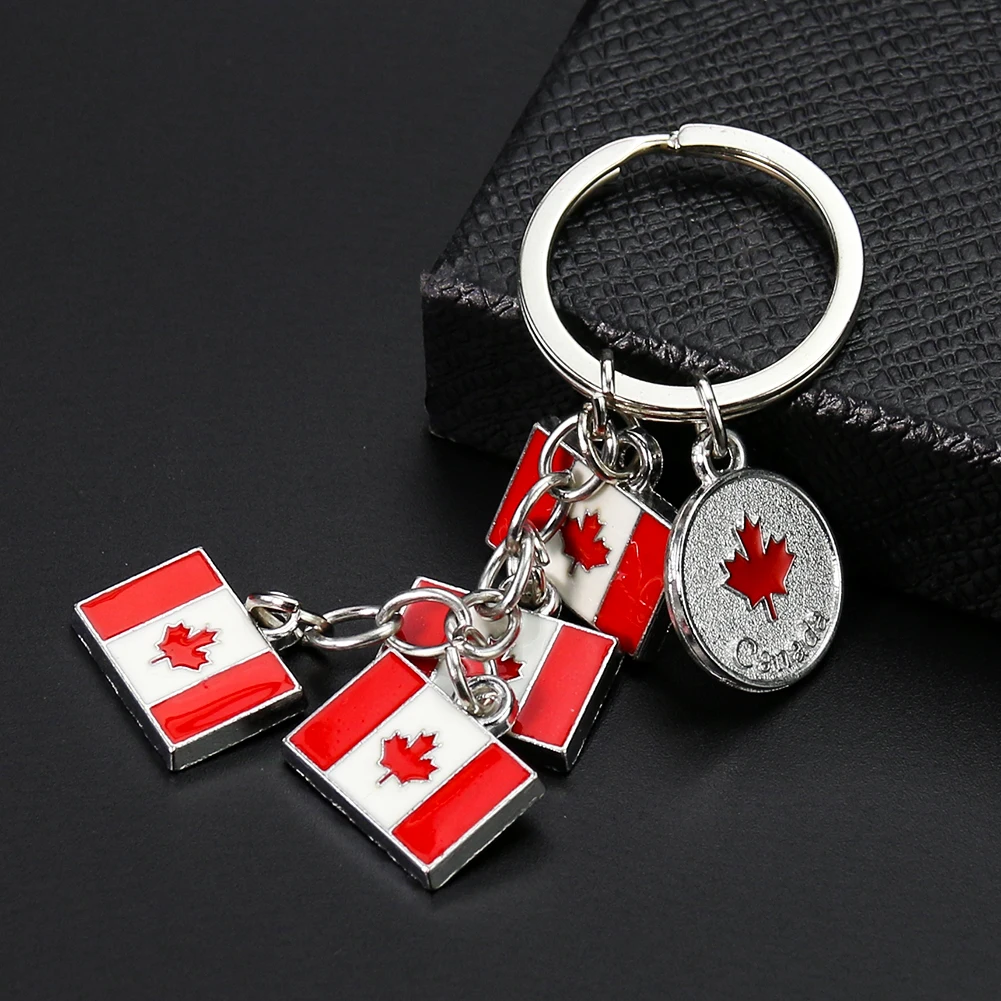 Metal Canadian Flag Maple Leaf Coin Keychain Charms Car Key Holder ...