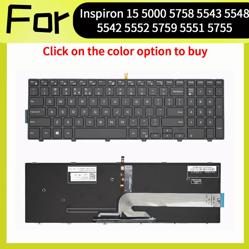 US Replace Keyboard For Inspiron 15 5000 5758 5543 5547 5548 5542 5552 ...