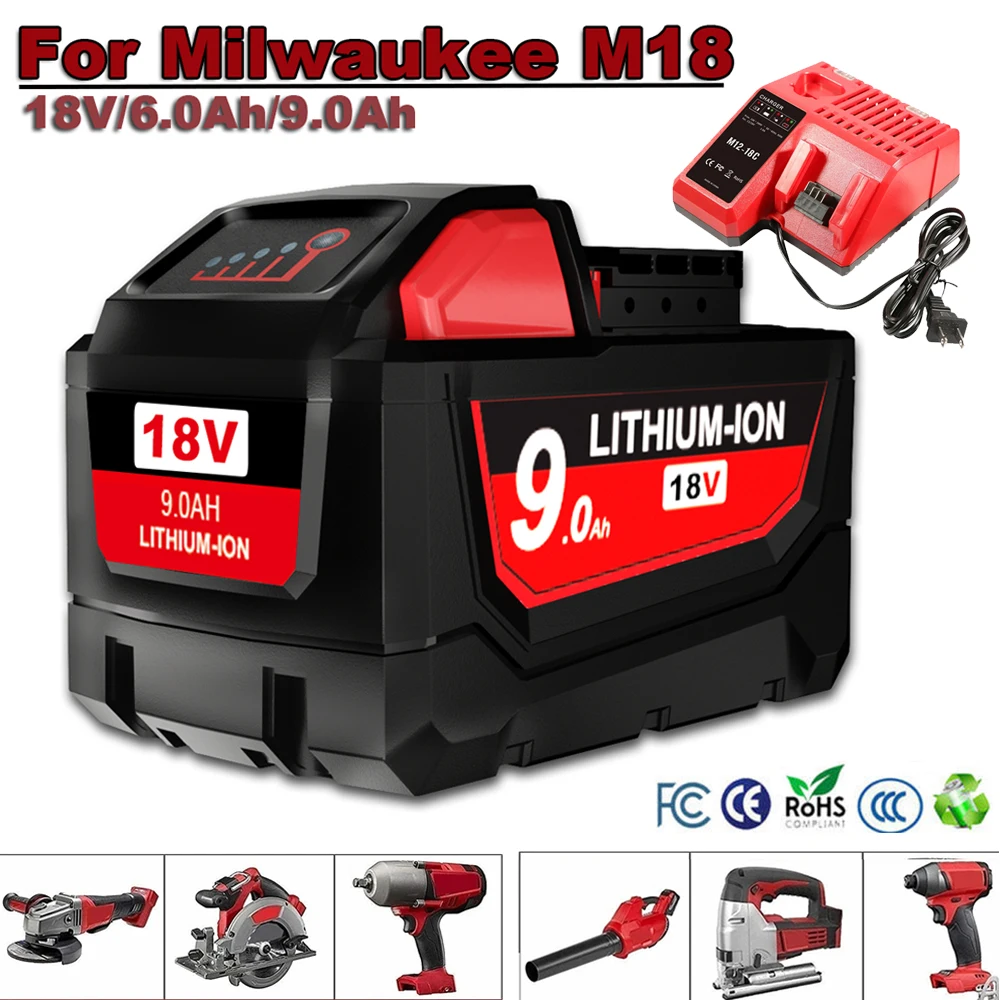 For-Milwaukee-M18-Battery-18V-9-0Ah-Replacement-Battery-For-Milwaukee ...