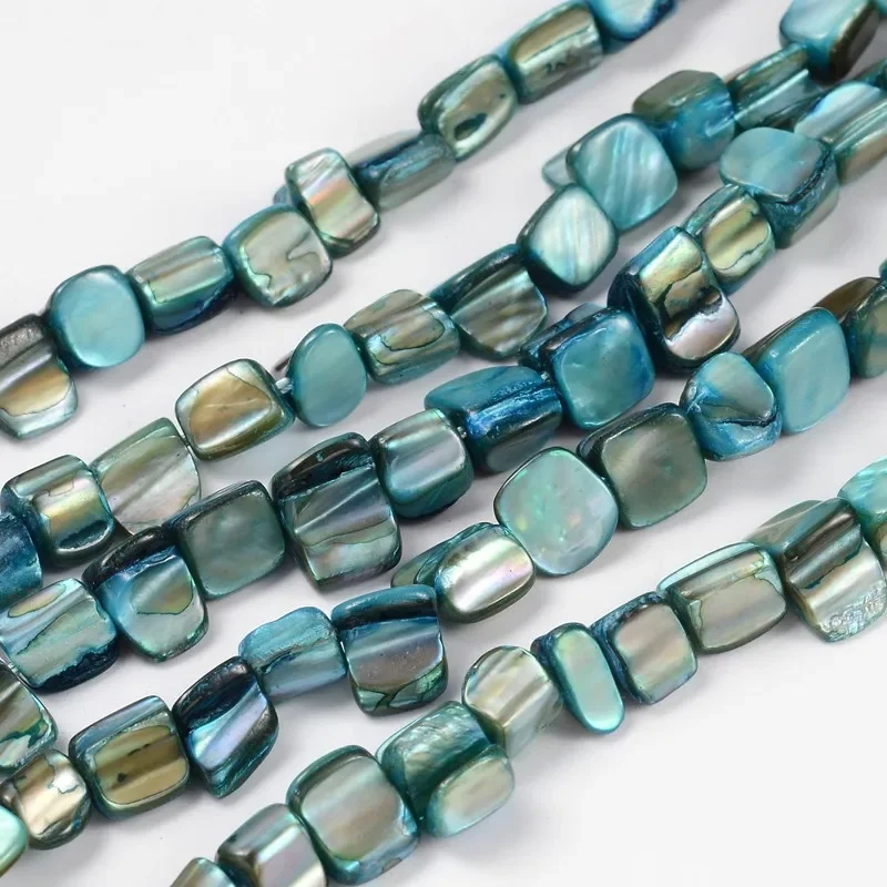 40pcs/strand Shell Beads Strands Dyed Cyan about 8~17.5mm long 5~8mm ...