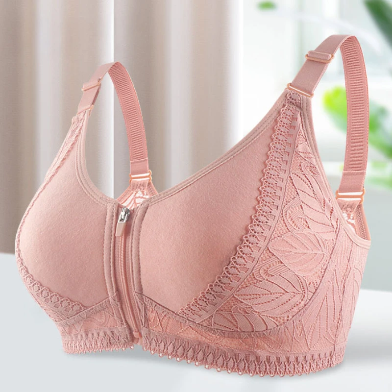 Soft-Cotton-Bra-Front-Zipper-Middle-Aged-and-Elderly-Underwear-Ladies ...