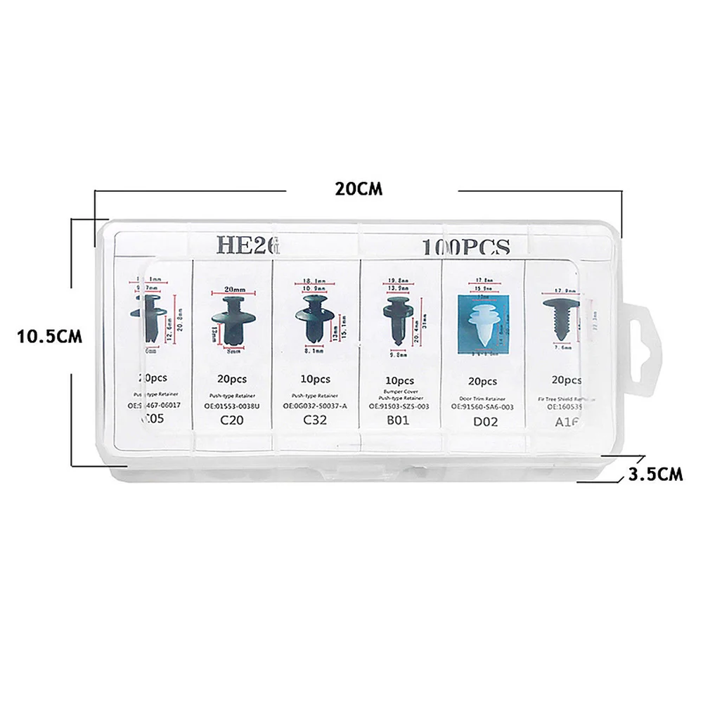 100pcs Mixed Auto Fastener Clip – Car Body Push Retainer Pin Rivet ...