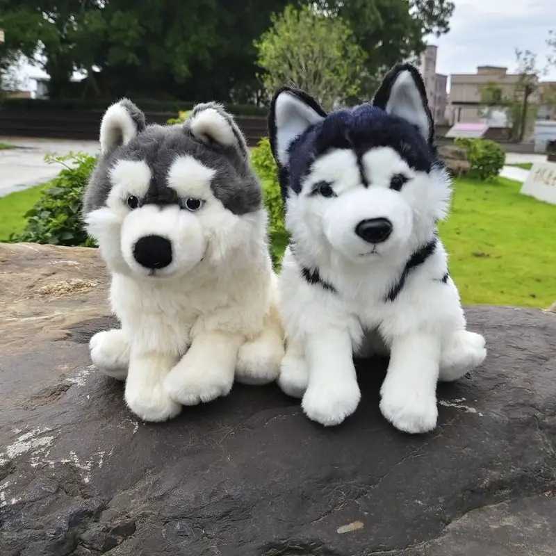Simulation Siberian Sled Dog Cute Husky Doll Two Puppy Dog Stuffed ...