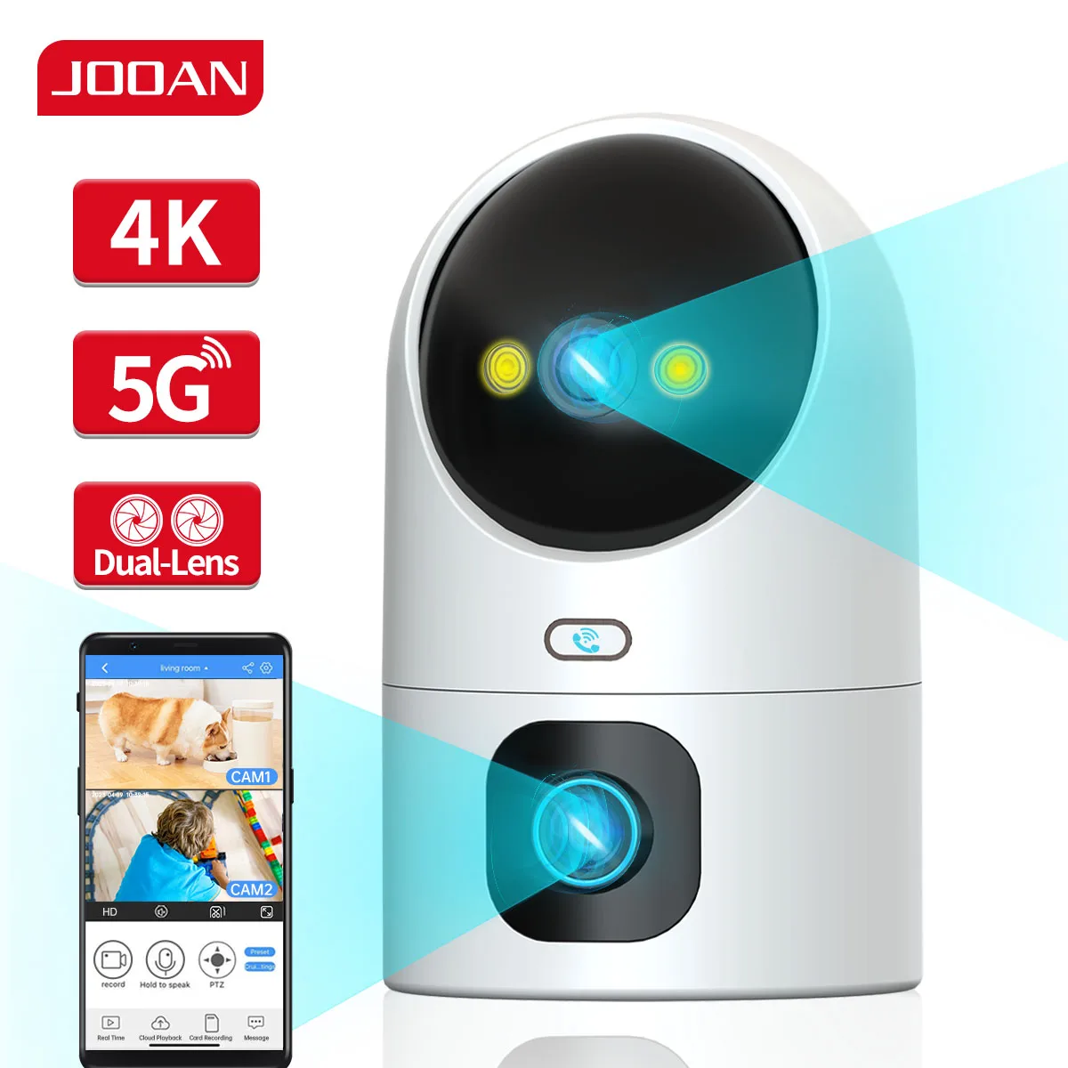 Jooan 3MP PTZ IP Camera 5G WIFI Câmera de segurança sem fio Dual Lens ...