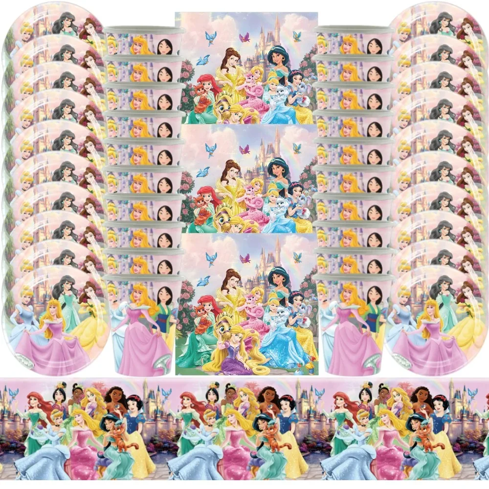Disney-Princess-Birthday-Party-Decorations-Cartoon-Princess-Disposable ...