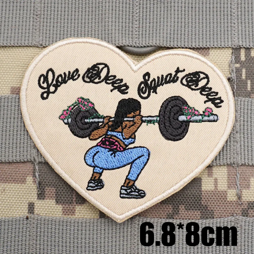 Fitness-Squats-Military-Tactical-Embroidered-Patches-Armband-Backpack-Badge-with-Hook-Backing ...