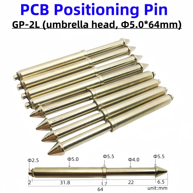 10 PCS GP-2L 우산 헤드 라이트 보드 포지셔닝 핀 길이 64mm 직경 5.0mm 프로브 철 열 스프링 PCB 고정 장치 ...