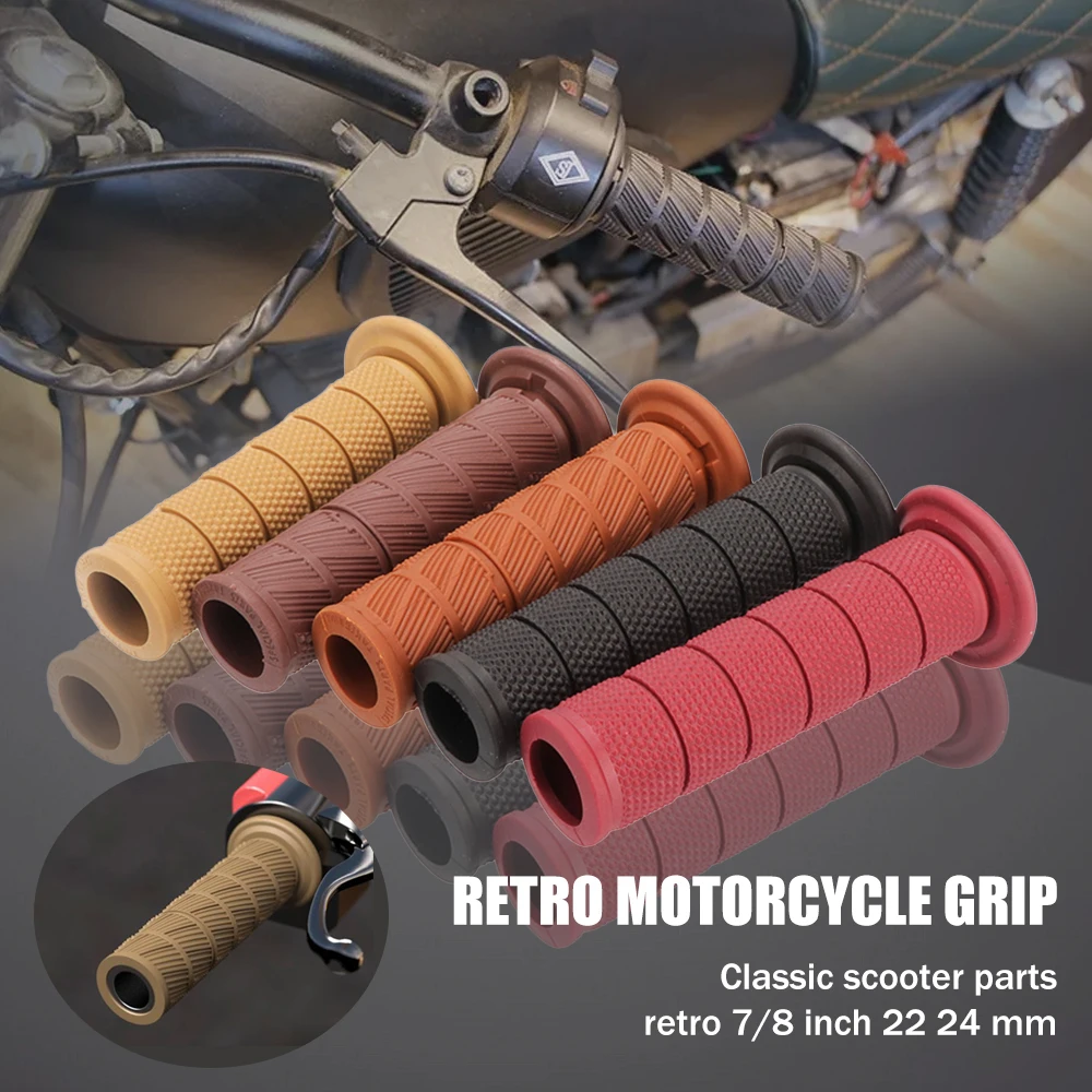 Universal 7/8" 22mm 24mm Motorcycle Handle Grip Non Slip Rubber ...
