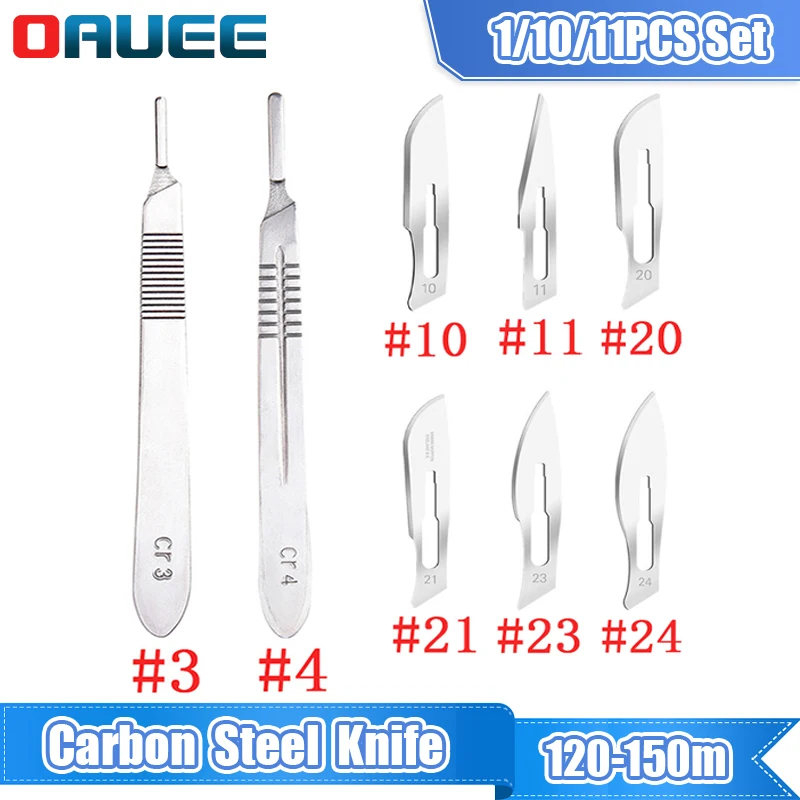 10Pcs Carbon Steel Knife Handle Blade Kit Carving Knife Repair Tools ...