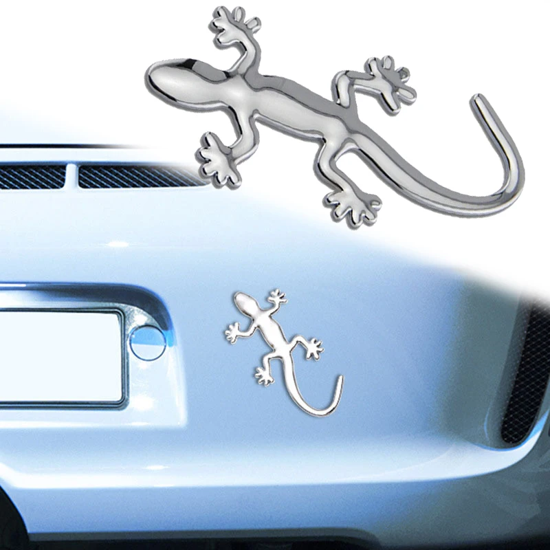 2/4Pcs 3D Gecko Lizard Car Sticker PVC Chromed Badge Emblem Decal ...