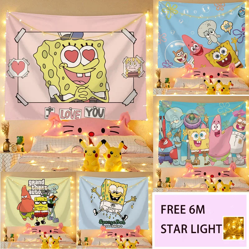 Spongebob Squarepants Room Decorative Tapestry Bedside Hanging Cloth ...