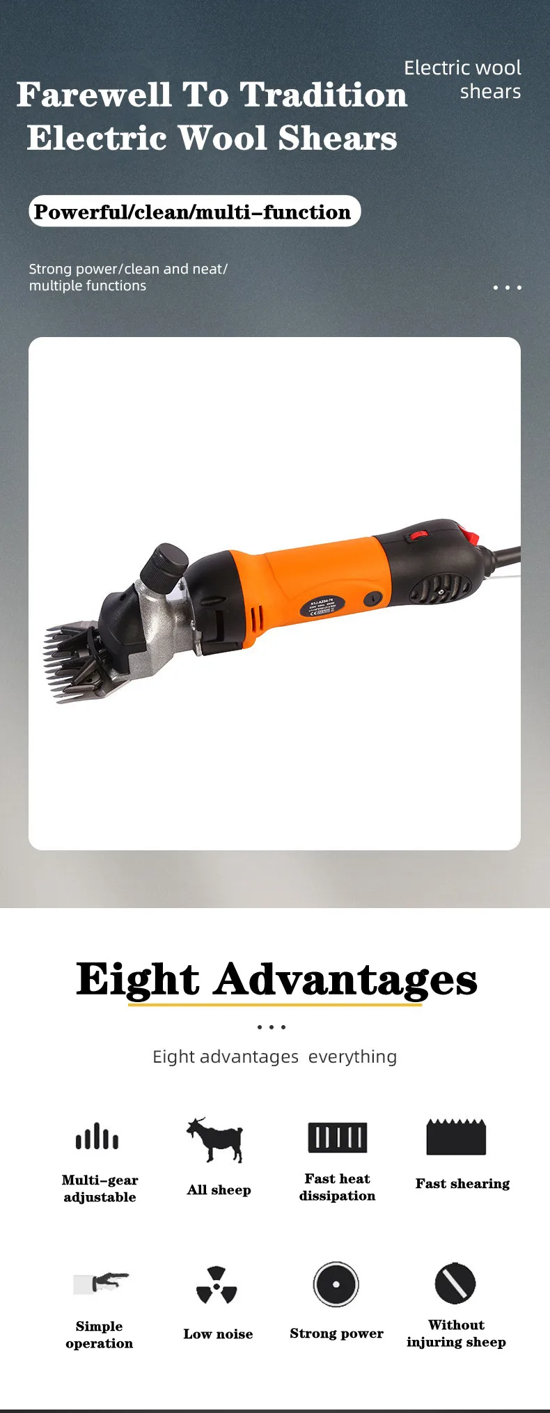 1200W Electric Sheep Shears 6 Speeds Hair Clipper for Sheep Goat ...