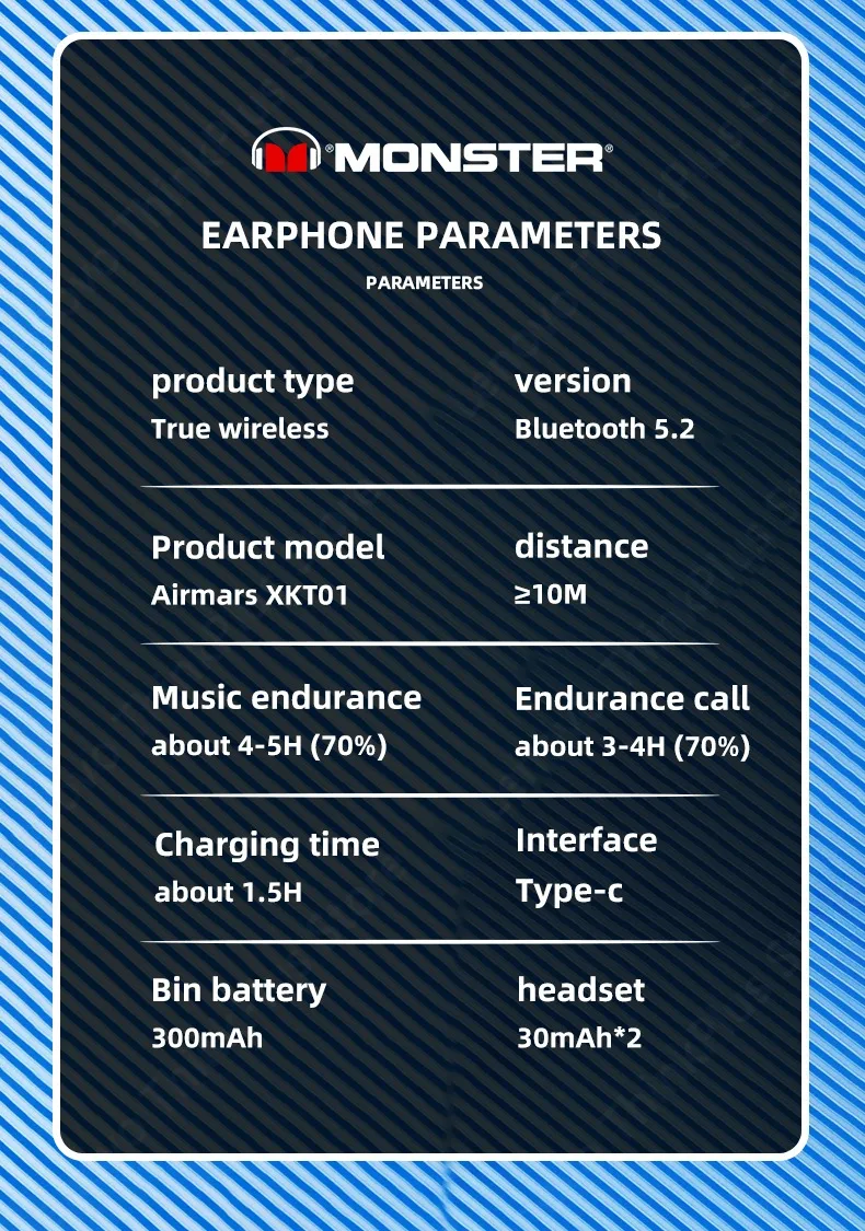 MONSTER Monster Audífonos inalámbricos XKT01 con Bluetooth Noise ...