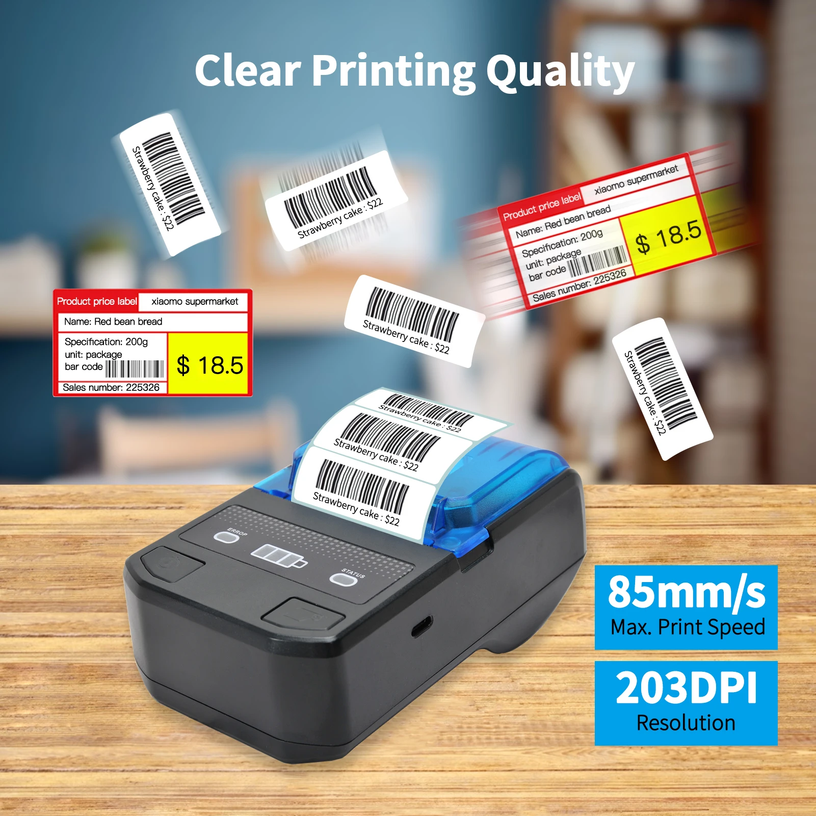 Portable Thermal Label Maker Wireless BT Mini Label Printer