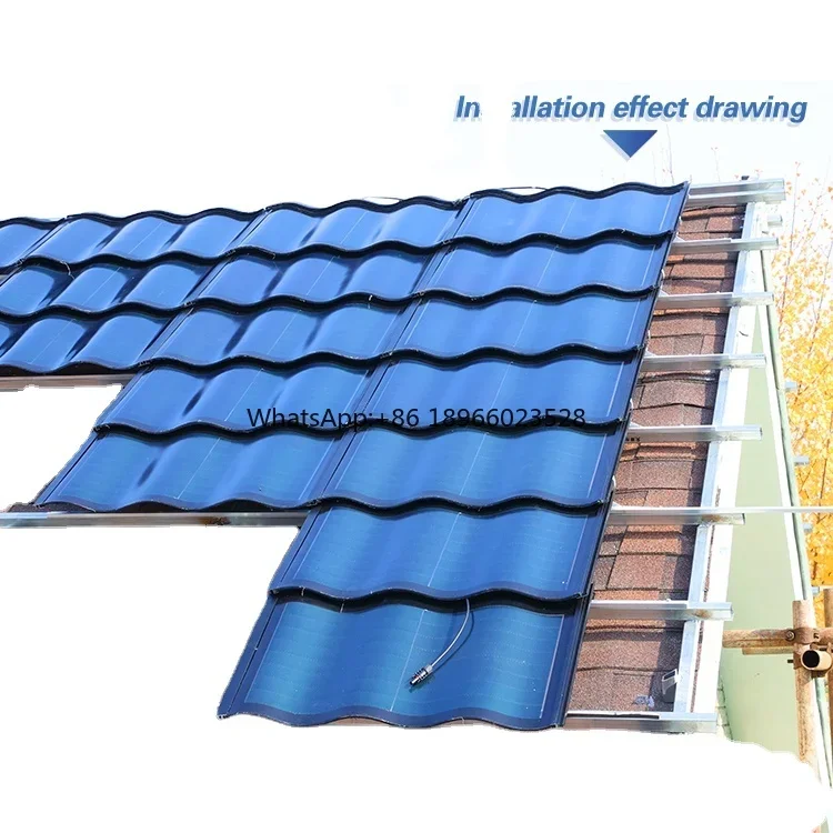 Tejas-BIPV-de-energ-a-Solar-para-el-hogar-techo-curvo-Panel-Solar-negro ...