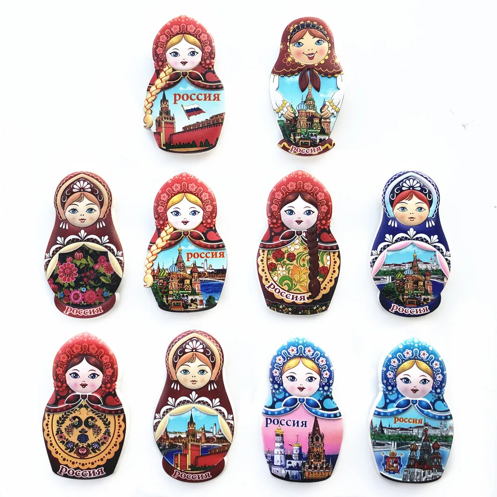 Russia Matryoshka Doll Tourist Souvenir Fridge Magnets Decoration ...