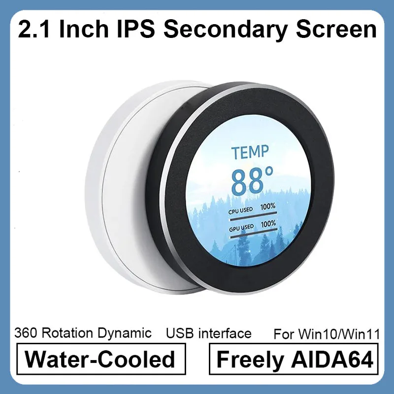Tela-Secund-ria-IPS-USB-Refrigerado-a-gua-LCD-Redondo-CPU-GPU ...