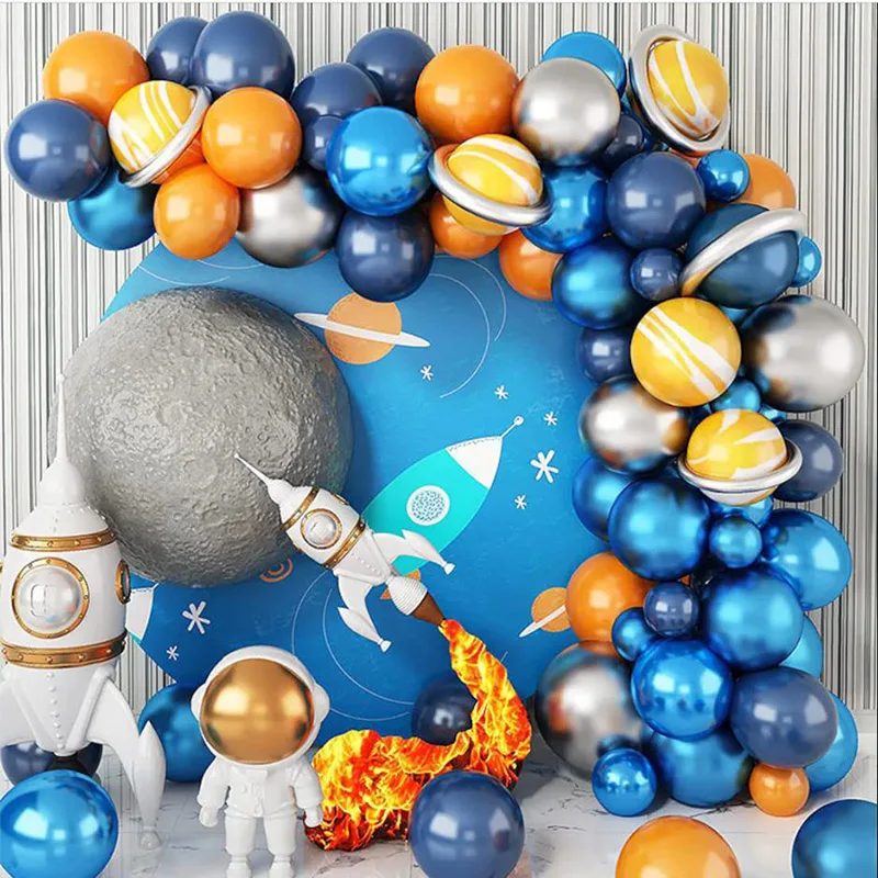 Space-DIY-Balloon-Garland-Arch-Kit-Blue-Orange-Rocket-Astronaut-Theme ...