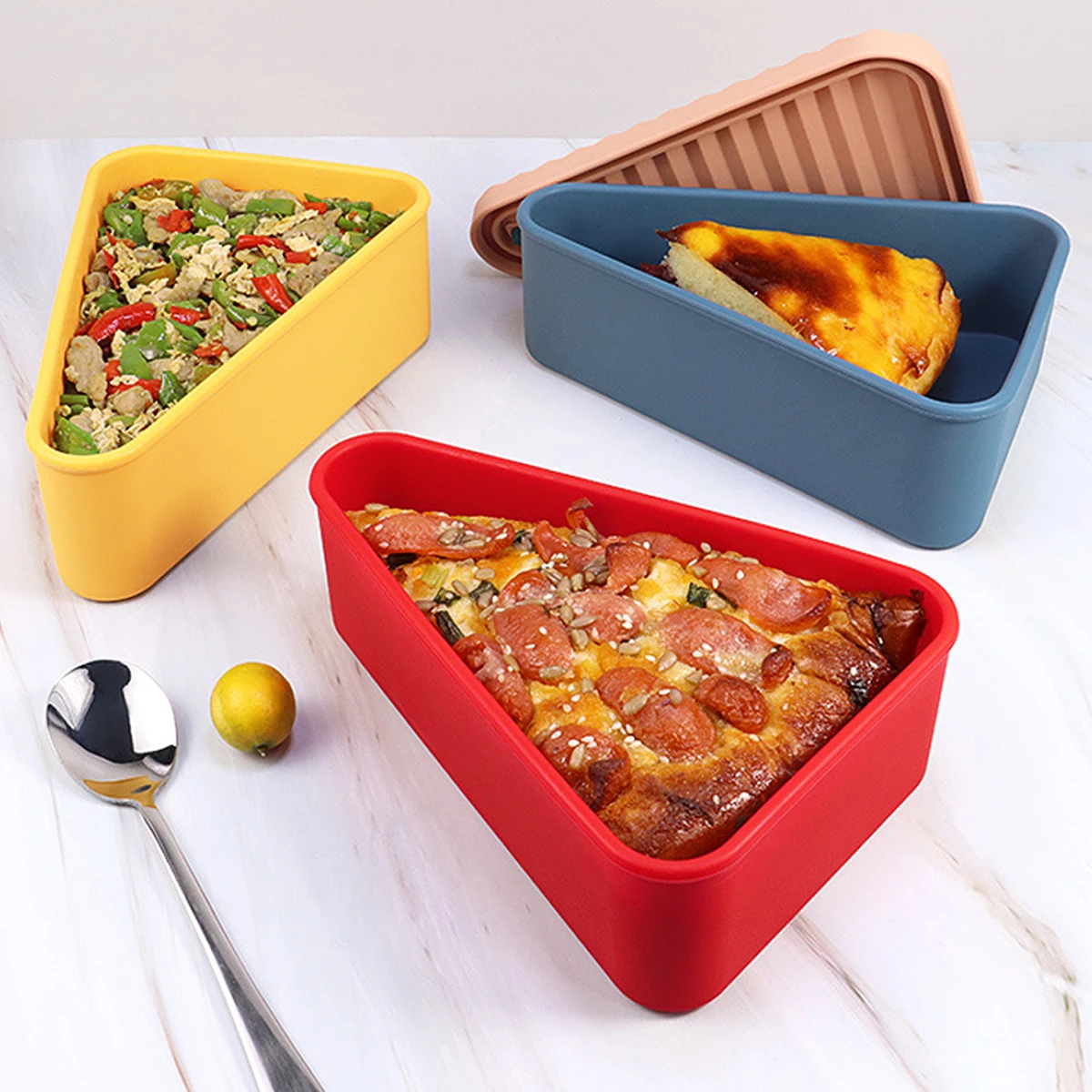 Reusable Silicone Pizza Pack Box Triangular Pizza Storage Container ...