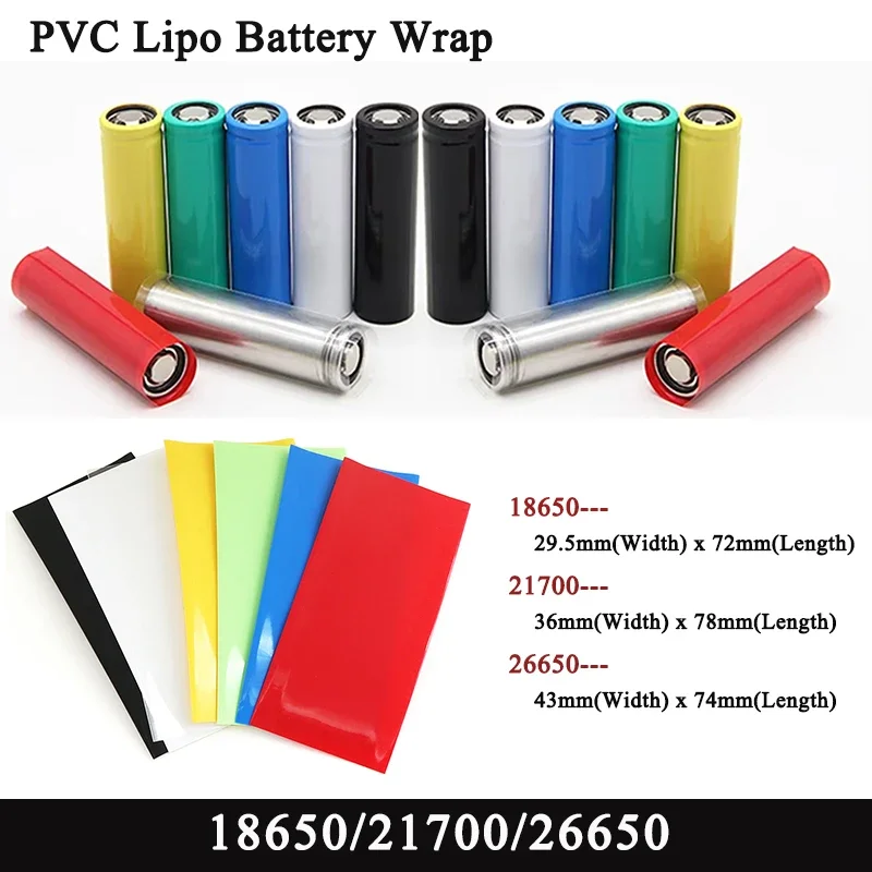 50-2000Pcs-18650-21700-26650-PVC-Heat-Shrink-Tube-Battery-Film-Precut ...