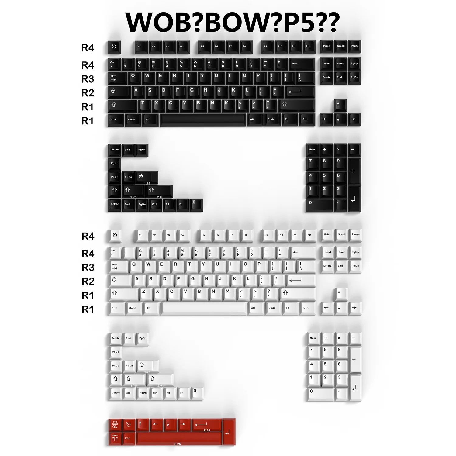 Wob arco p5 keycaps para teclado mecânico 253 teclas abs duplo tiro ...