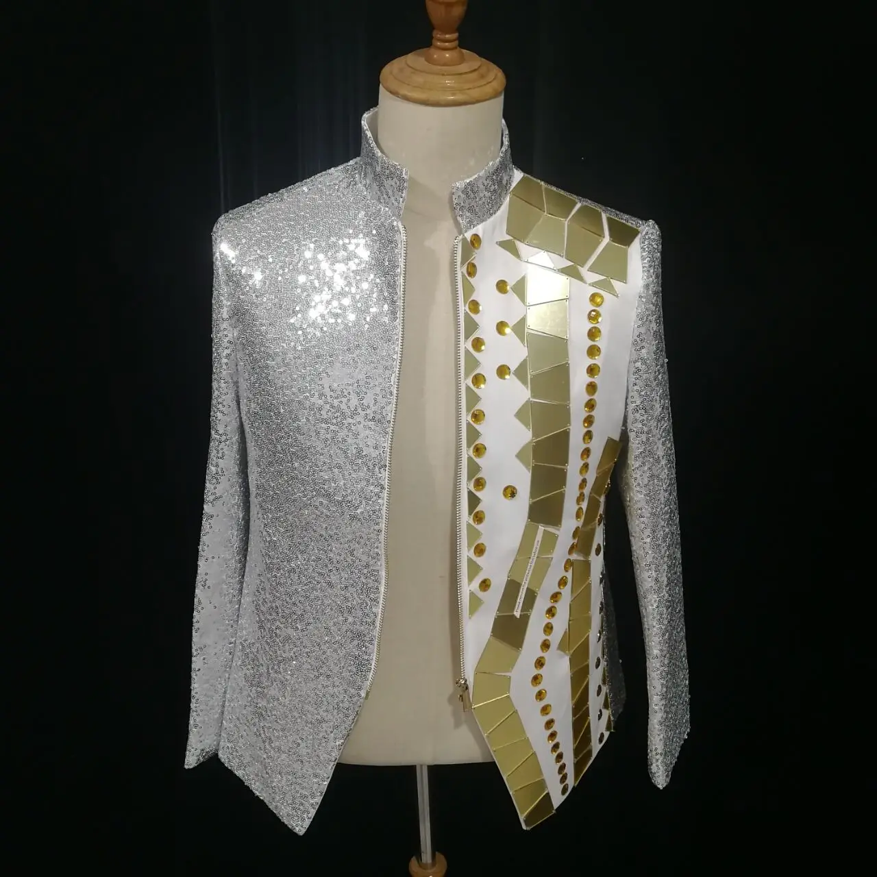 Gold-Mirrors-Sequins-Jacket-Coat-Male-Clothes-Singer-Dancer-Performance ...
