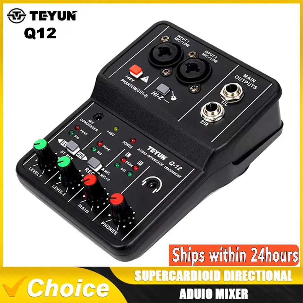 TEYUN-Q12-2-Channels-Professional-portable-Audio-Interface-sound-card-console-mini-USB-MIXER-for ...