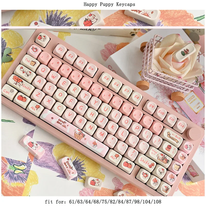 140-Keys-MOA-Profile-Keyboard-Keycaps-Happy-Puppy-Dye-Sub-PBT-Keycaps ...