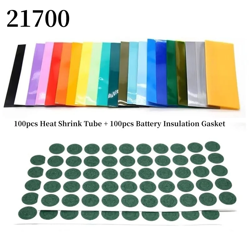 100pcs 21700 Battery Wrap Sleeve Heat Shrink Tube + 100pcs Barley Paper ...