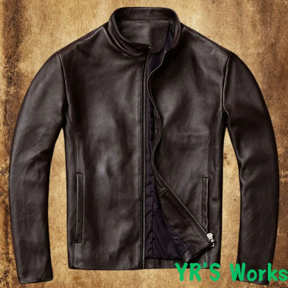 YR!Wholesales.father's jacket.Men slim fit real leather jacket.Plus ...
