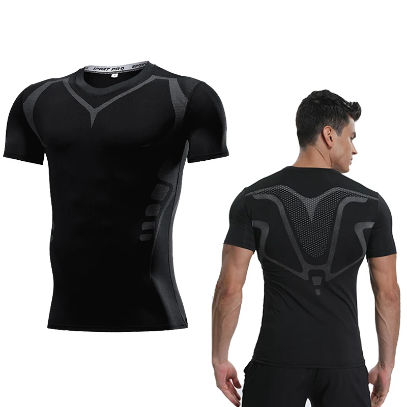 Short Sleeve Tee Compression Shirts Breathable Wicking Sports Top Men's ...