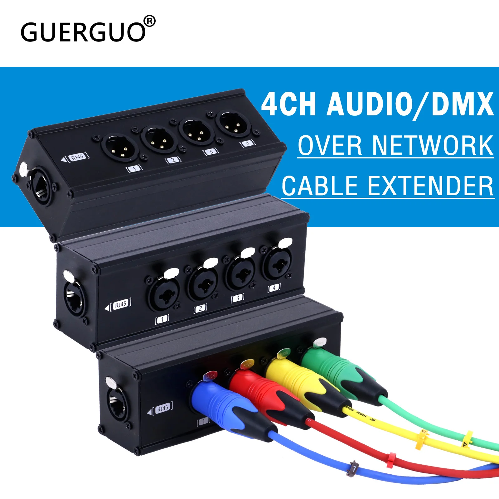 RJ45-CAT5-to-4-Channel-3Pin-XLR-Audio-DMX-over-Network-Cable-Extender ...