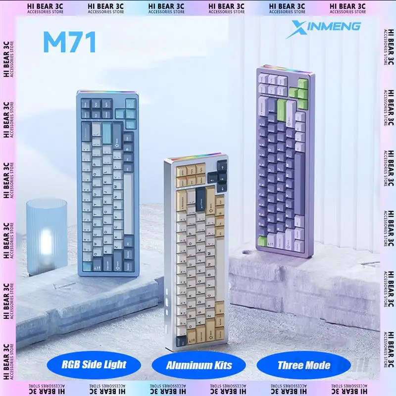 XINMENG-M71-Wireless-Mechanical-Keyboard-RGB-Side-Light-Aluminum-Kits ...