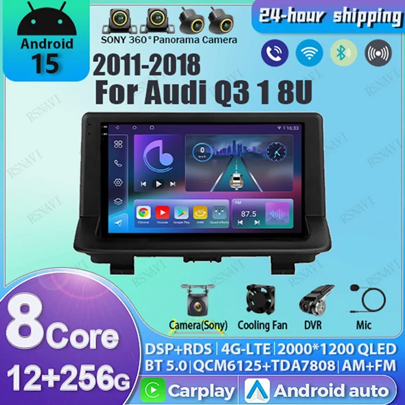Android 15 Car Radio GPS Carplay Auto For Audi Q3 1 8U 2011 2012 - 2018 ...