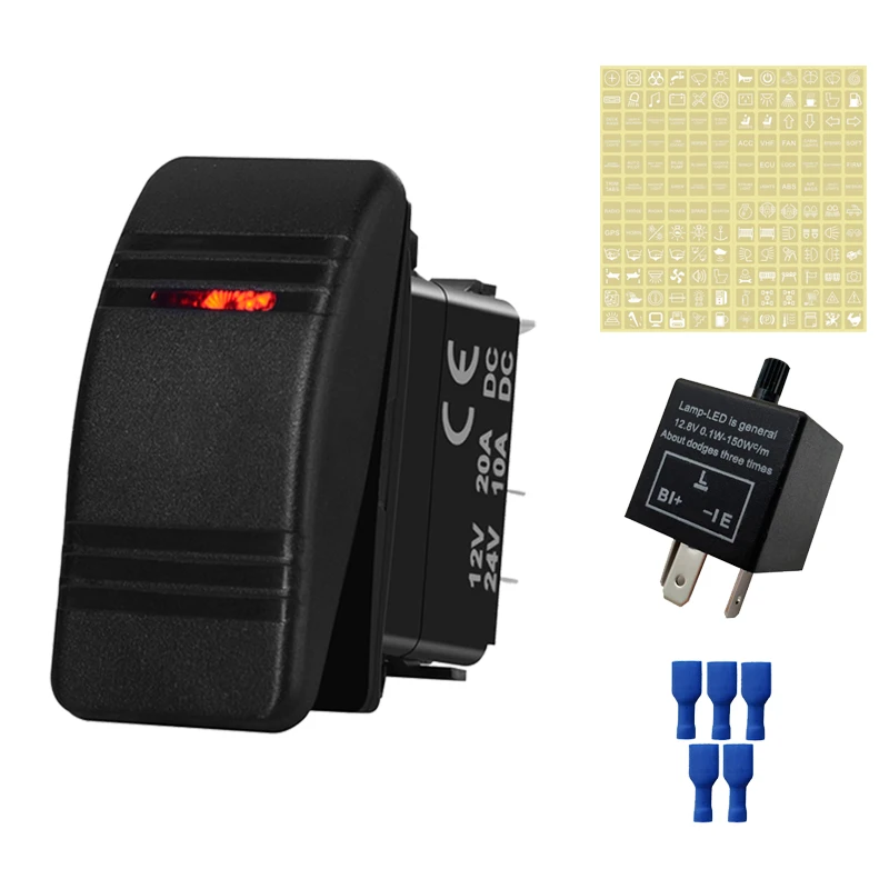 DPST-Emergency-Hazard-Warning-Red-Led-Rocker-Switch-With-Adjustable ...