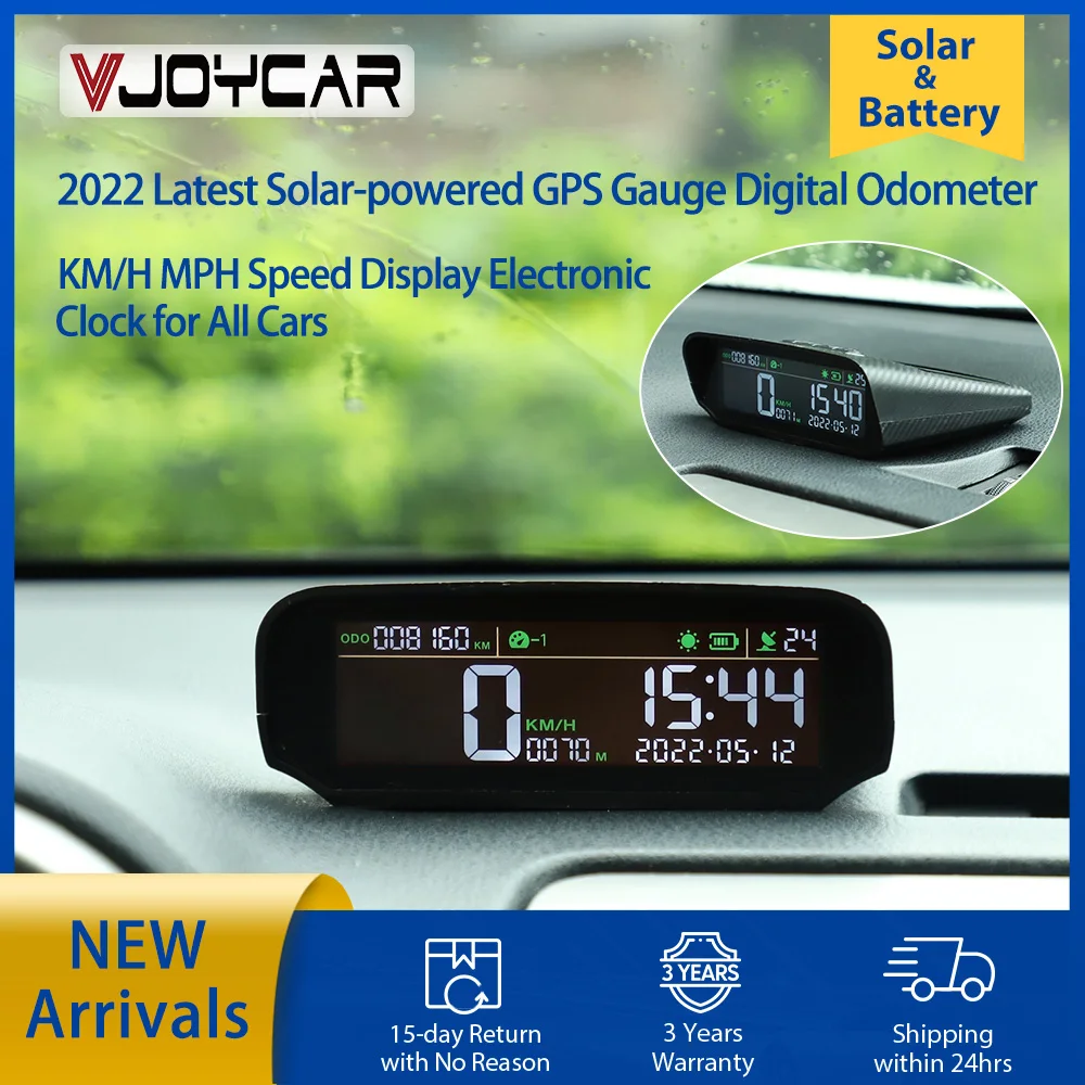 VJOYCAR S100 2022 최신 태양 광 발전 GPS 게이지 무선 HUD 디스플레이 디지털 속도계 주행 거리계 모든 자동차 ...