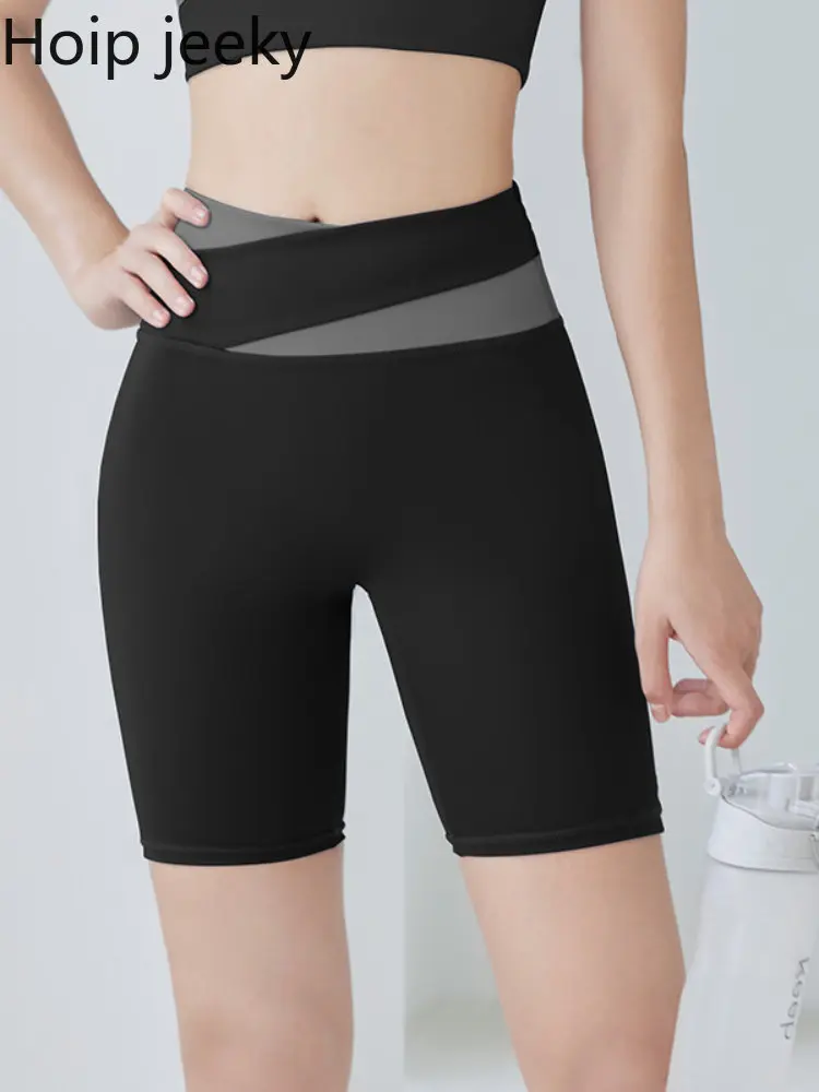 Hoip Jeeky Color Matching Five Points Yoga Pants Women's Thin High ...