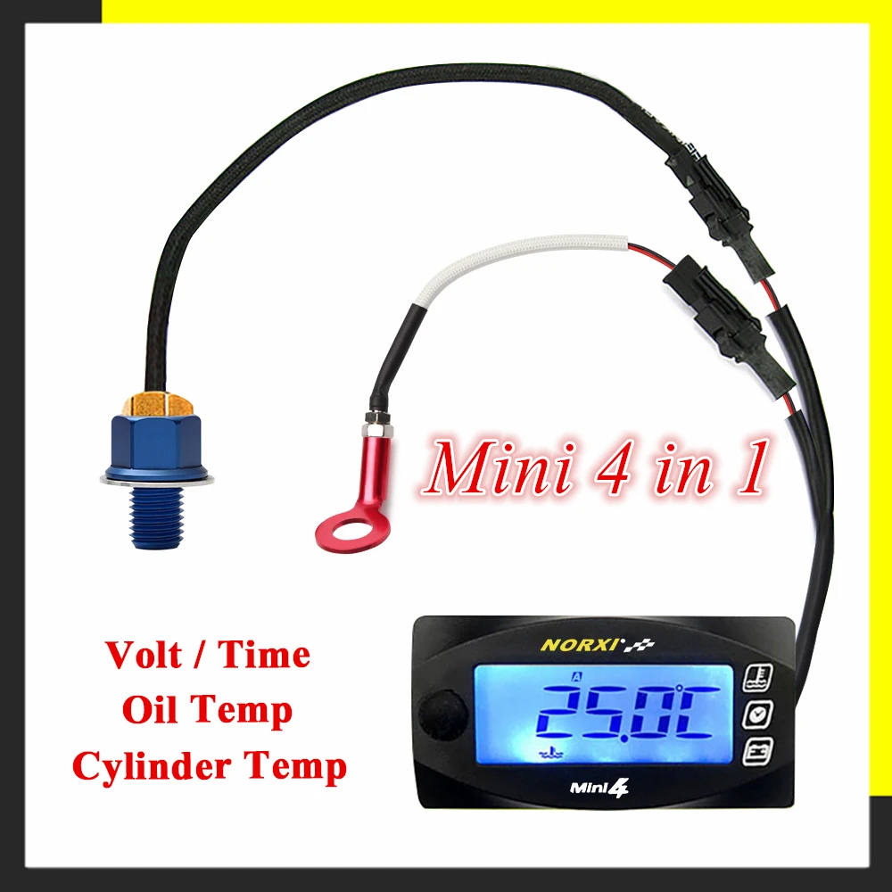 koso painel da 150 digital Cylinder Head Temperature Oil Temperature Voltage Time norxi Mini 4 ...