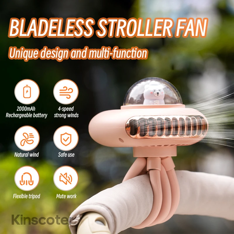 KINSCOTER Stroller Fan Portable Flexible Tripod Clip-on Fan 4 Speed ...