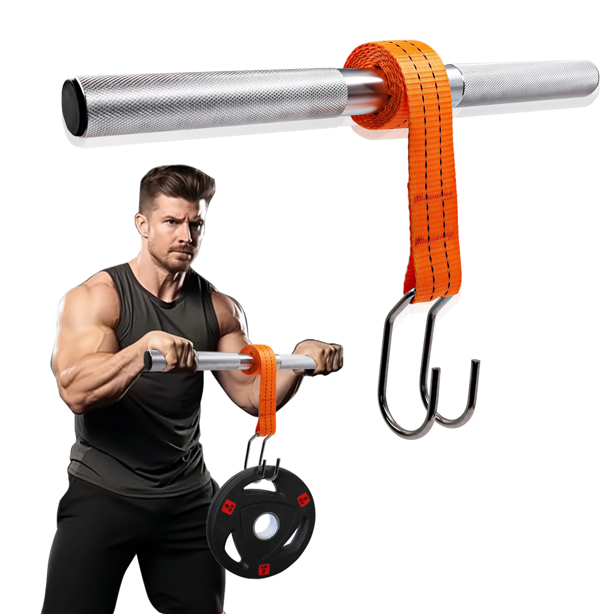 Forearm-Wrist-Roller-Metal-Bar-with-Hook-Arm-Strength-Trainer ...