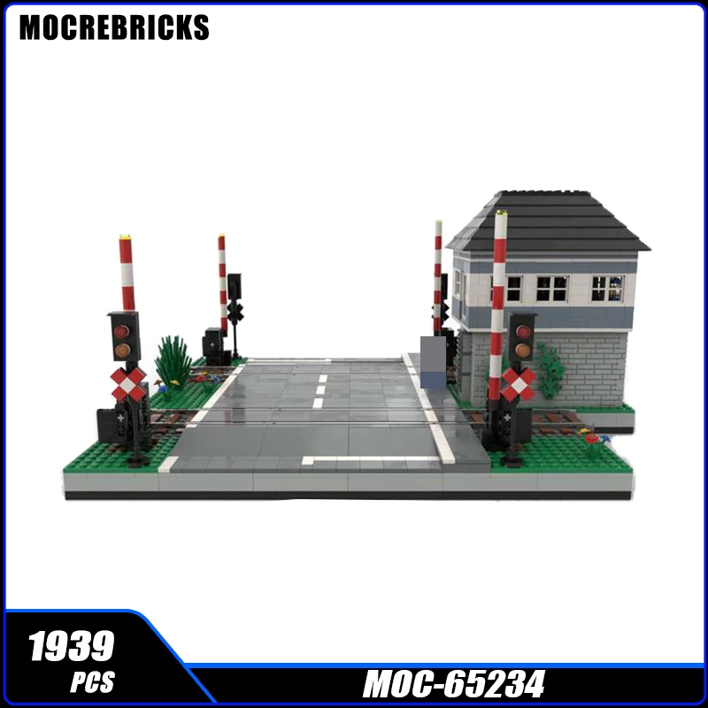 City-Transportation-Architecture-Series-MOC-65234-Motorized-Train-Level-Crossing-Building-Block ...