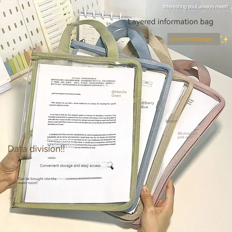 A4 Pocket Folders, Portable Organ Bag Paper Holder Storage Book Pencil ...