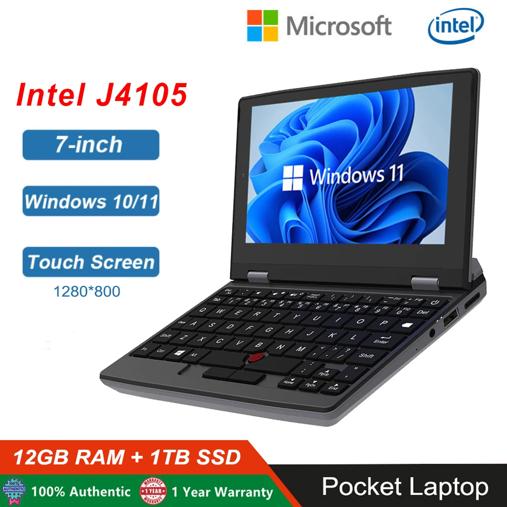 7 Inch Windows Micro Computer Intel J4105 Small Notebook Touch Screen ...