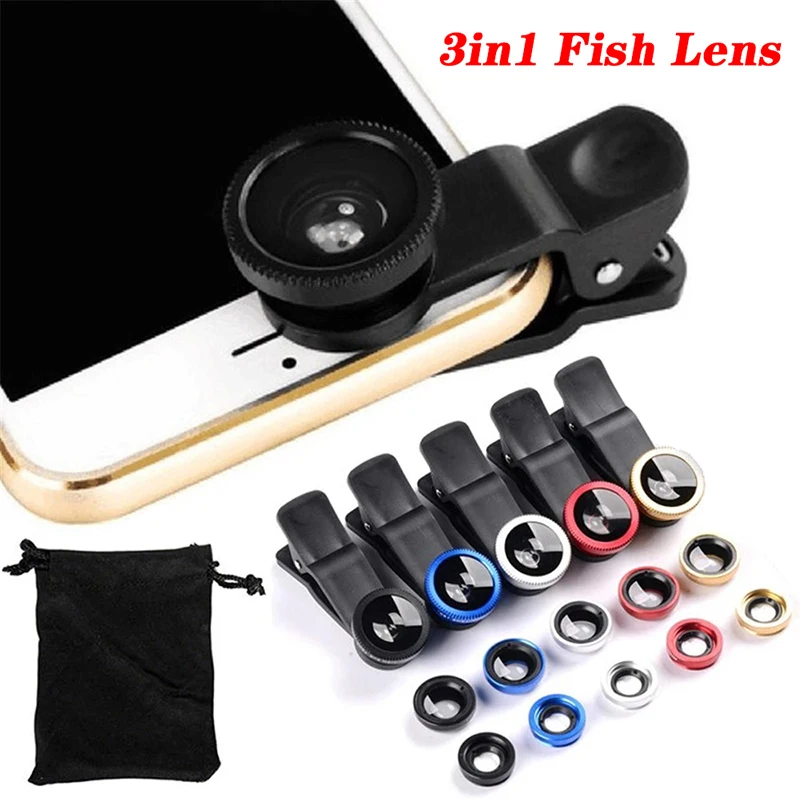 3in1 Fisheye Phone Lens 0.67X Wide Angle Zoom For iPhone iPad Xiaomi ...