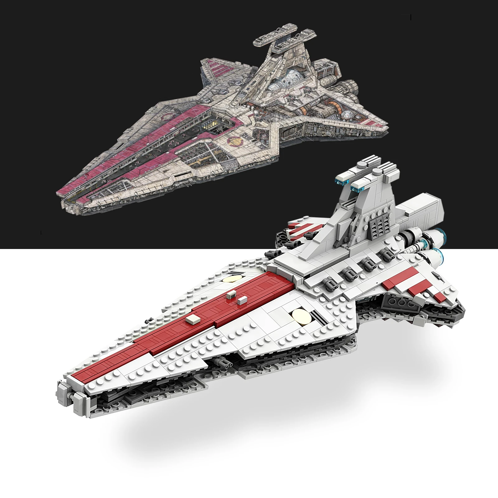 MOC Space Star Destroyer Model UCS Micro Venator Class Republic Attack ...